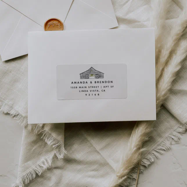 Elegant Barn Wedding RSVP Return Address Label | Zazzle