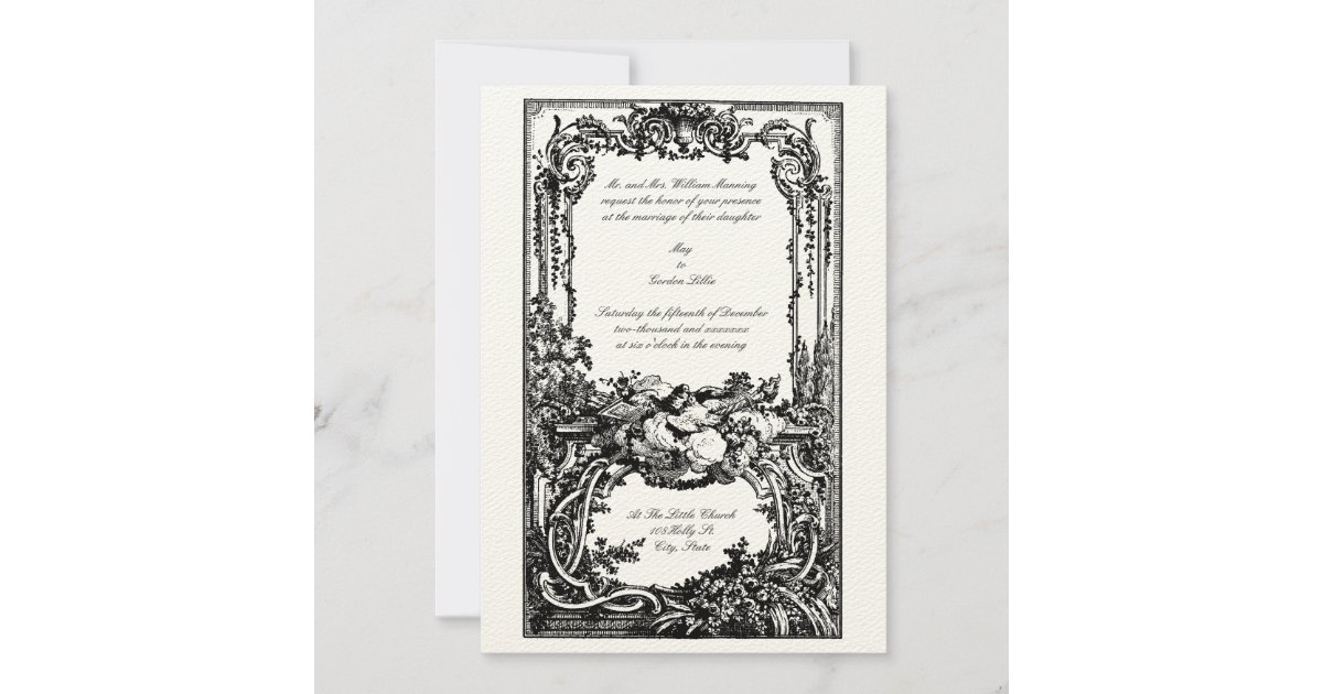 Elegant Baroque Rococo Birds Wedding Invitations | Zazzle
