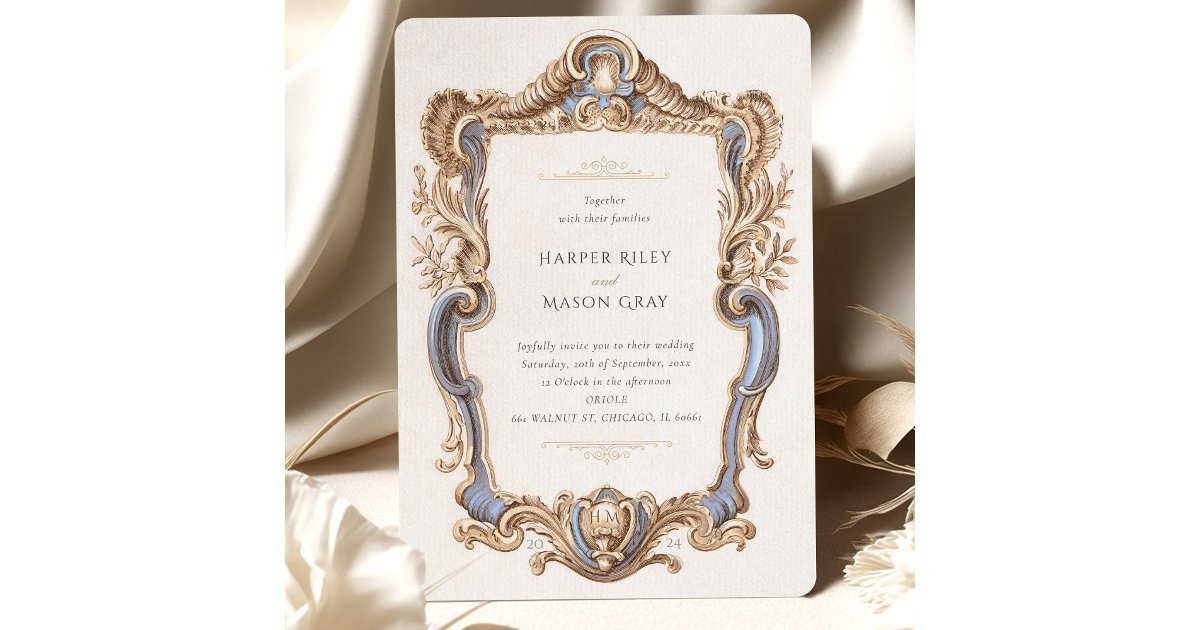 Elegant Baroque Wedding Frame Invitation | Zazzle