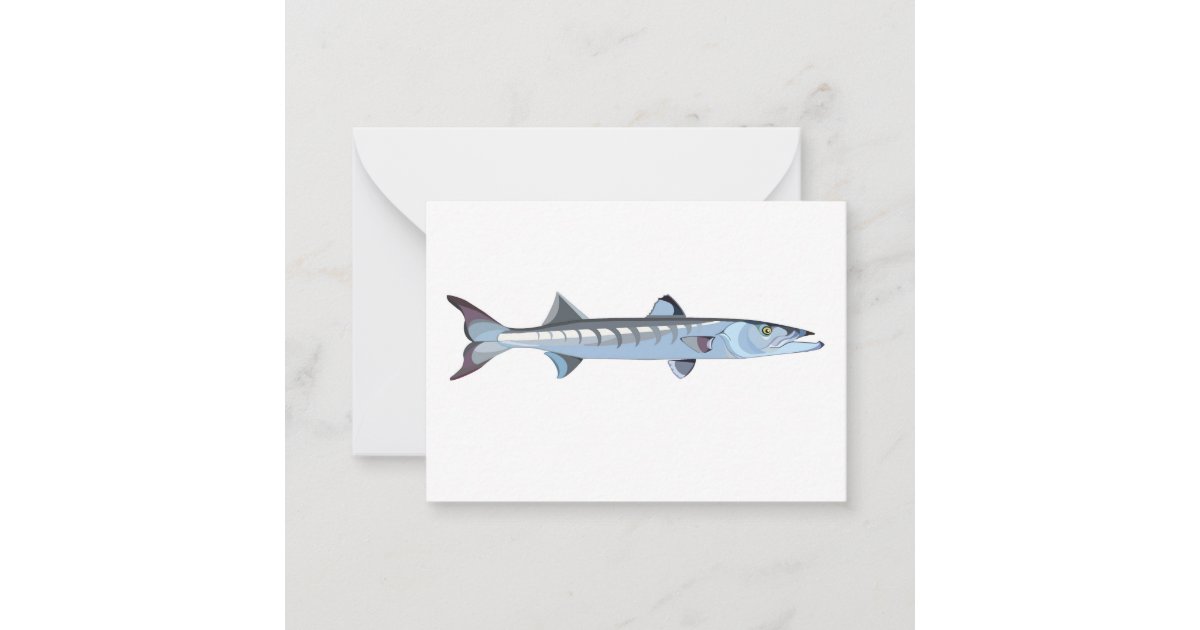 Elegant Barracuda fish Note Card | Zazzle