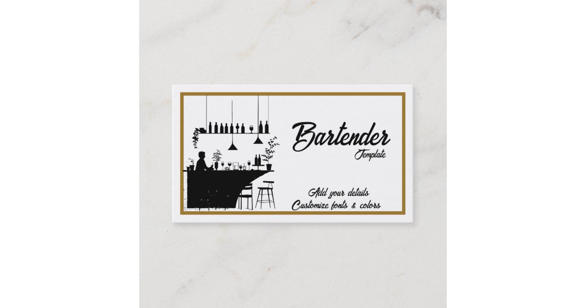 Elegant bartender cocktail business cards | Zazzle