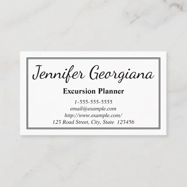 Elegant & Basic Excursion Planner Business Card | Zazzle