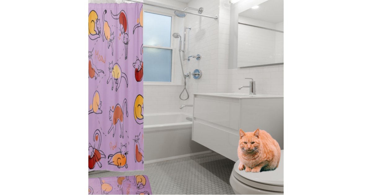Elegant Bath Cat Lover Shower Curtain | Zazzle
