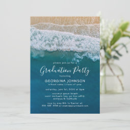 Elegant Beach Blue Ocean Graduation Party Invitation | Zazzle