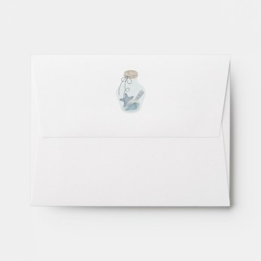 Elegant Beach Seashell Modern Script Wedding RSVP Envelope | Zazzle