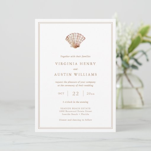 Elegant Beach Simple Wedding Invitation | Zazzle