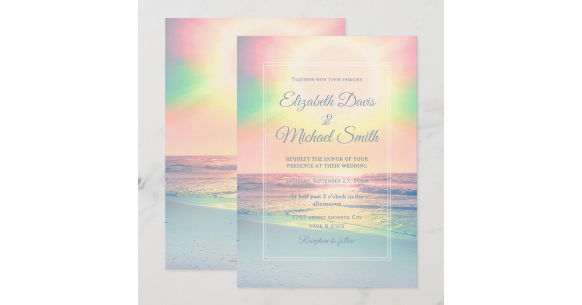 Elegant Beach Sunset Wedding Invitation | Zazzle