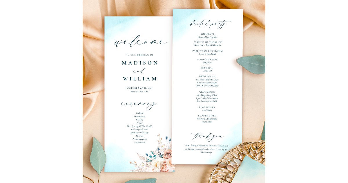 Elegant Beach Wedding Program | Zazzle