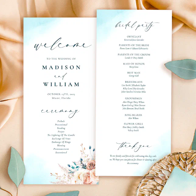 Elegant Beach Wedding Program | Zazzle