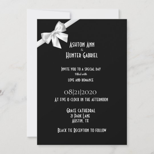 Elegant Beautiful Black White Wedding Invitation | Zazzle.com