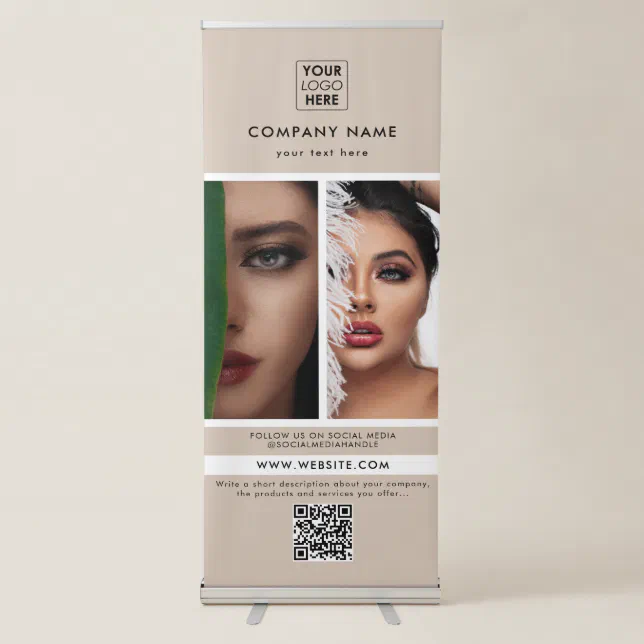 Elegant Beauty Business Promotional 2 Photo Retractable Banner | Zazzle