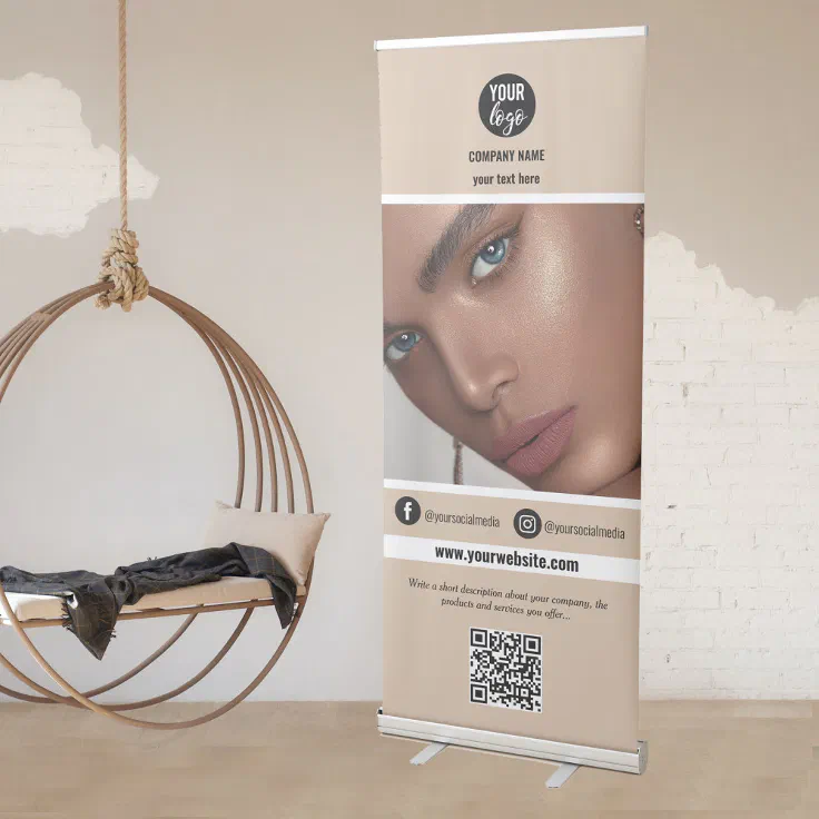 Elegant Beauty Business Promotional Photo Retractable Banner | Zazzle
