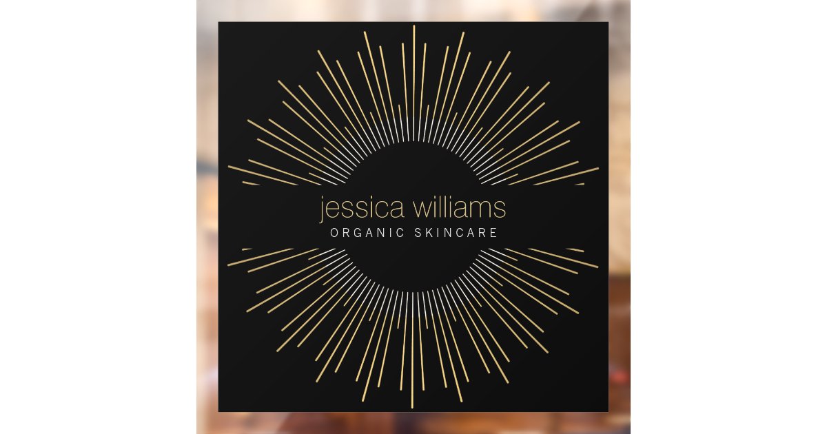 Elegant Beauty Gold Sunburst Black Window Cling | Zazzle