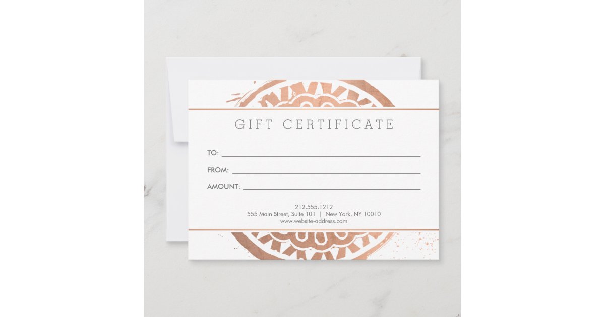 Elegant Beauty Mandala Logo Rose Gold Gift Card | Zazzle