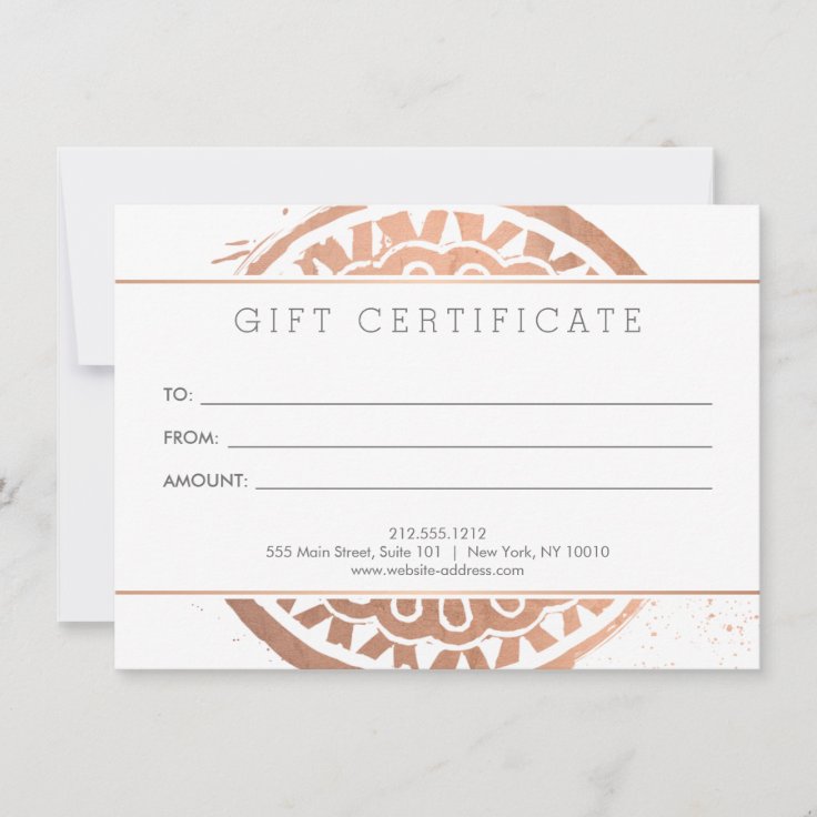 Elegant Beauty Mandala Logo Rose Gold Gift Card | Zazzle