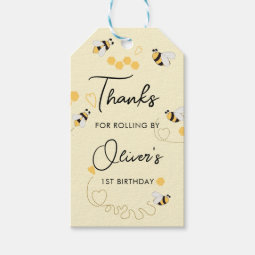 Elegant bee thank you for beeing here gift tags | Zazzle