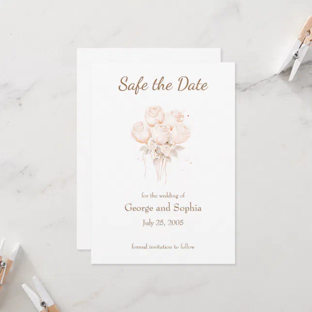 Elegant beige and gold safe the date invitation | Zazzle