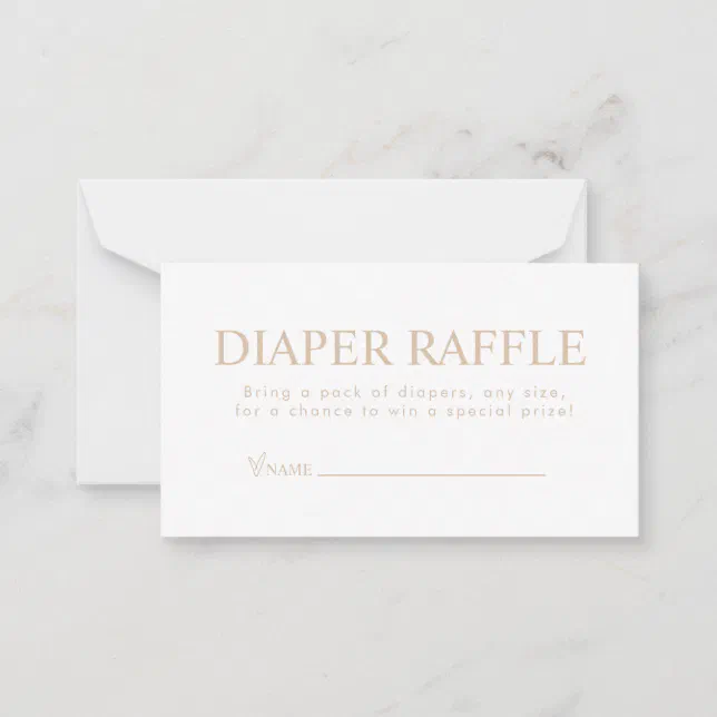Elegant Beige Diaper Raffle Note Card | Zazzle