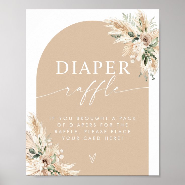Elegant beige Diaper Raffle Poster | Zazzle