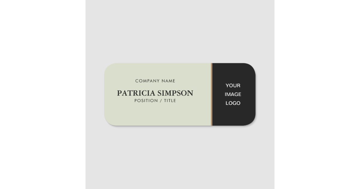 Elegant Beige Ecru And Black: Modern And Versatile Name Tag | Zazzle
