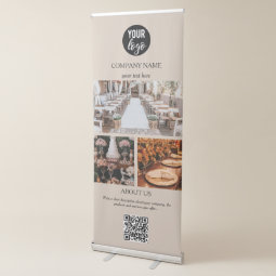 Elegant Beige Event Planning Business 3 Photos Retractable Banner | Zazzle