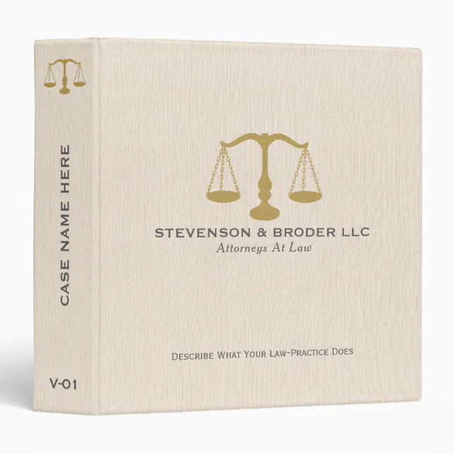 Elegant Beige Linen & Gold Justice Scale Binder | Zazzle