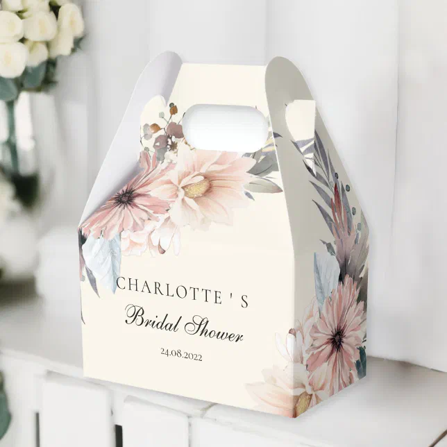 Elegant, Beige & Pastel Boho Bridal Shower Favor Boxes | Zazzle