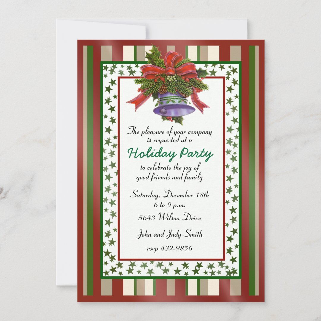 Elegant Bell Christmas Party Invitation | Zazzle