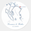 Elegant Bellingham Washington Map Wedding Favor Classic Round Sticker ...