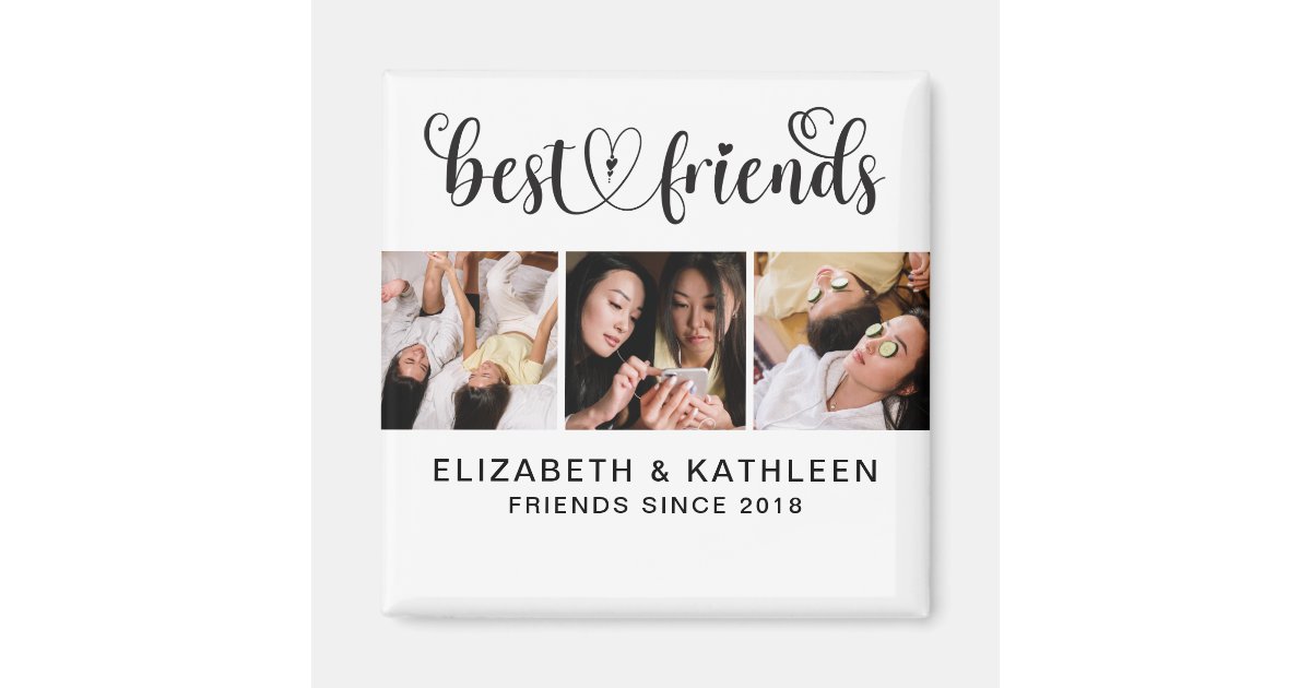 Elegant Best Friends Script Photo Collage Magnet | Zazzle