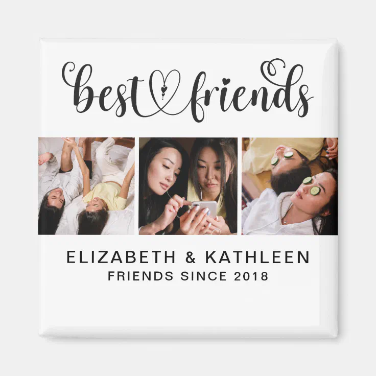 Elegant Best Friends Script Photo Collage Magnet | Zazzle