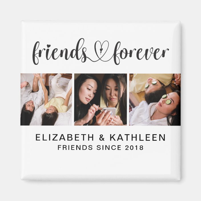 Elegant Best Friends Script Photo Collage Magnet | Zazzle.com