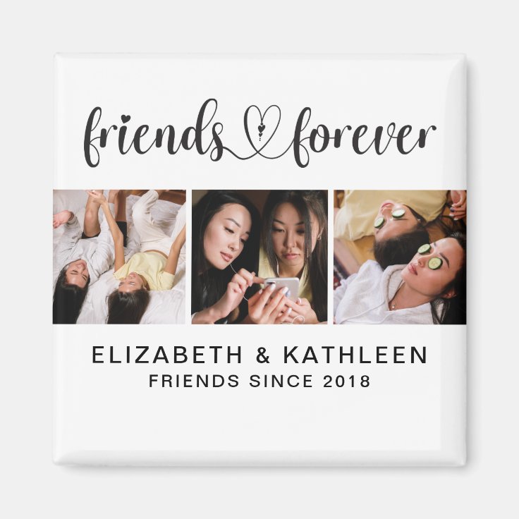 Elegant Best Friends Script Photo Collage Magnet | Zazzle