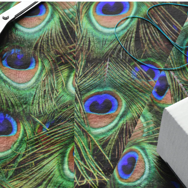 Elegant Bird Turquoise Green Peacock Feathers Tissue Paper | Zazzle