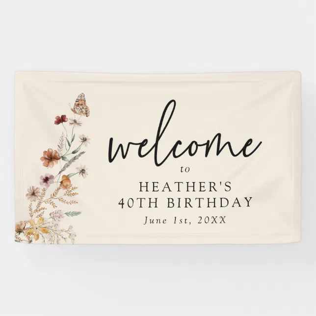 Elegant Birthday Banner | Zazzle