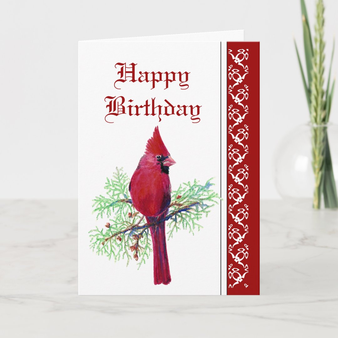 Elegant Birthday,Cardinal, Bird, Nature Card | Zazzle