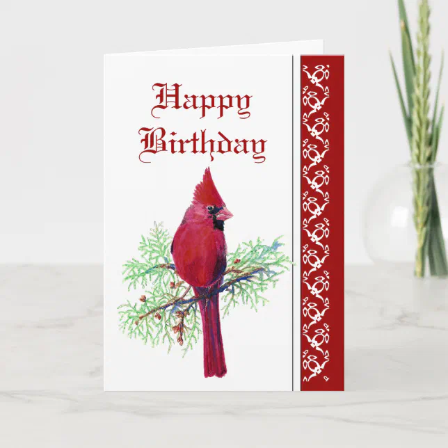 Elegant Birthday,Cardinal, Bird, Nature Card | Zazzle