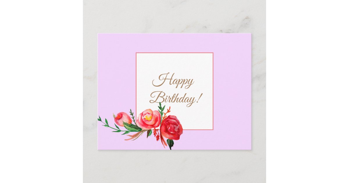 Elegant Birthday Custom Postcard | Zazzle