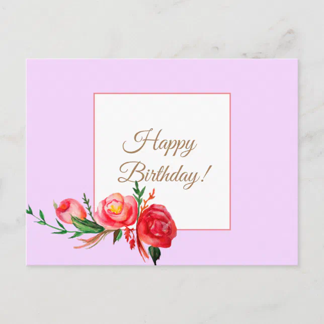 Elegant Birthday Custom Postcard | Zazzle