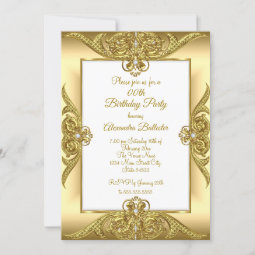 Elegant Birthday Party Photo Cream Gold Frame Invitation | Zazzle