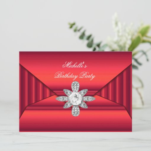 Elegant Birthday Party Red Jewel Purse Look Invitation | Zazzle
