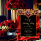 Elegant Birthday Party Silk Regal Red jewel Gold Invitation | Zazzle