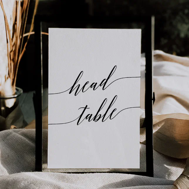 Elegant Black 5x7 Printable Head Table Number | Zazzle