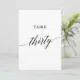 Elegant Black 5x7 Printable Table Number 30 | Zazzle