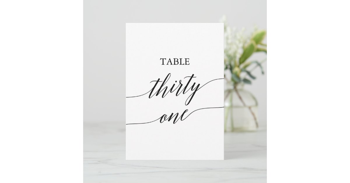 Elegant Black 5x7 Printable Table Number 31 | Zazzle