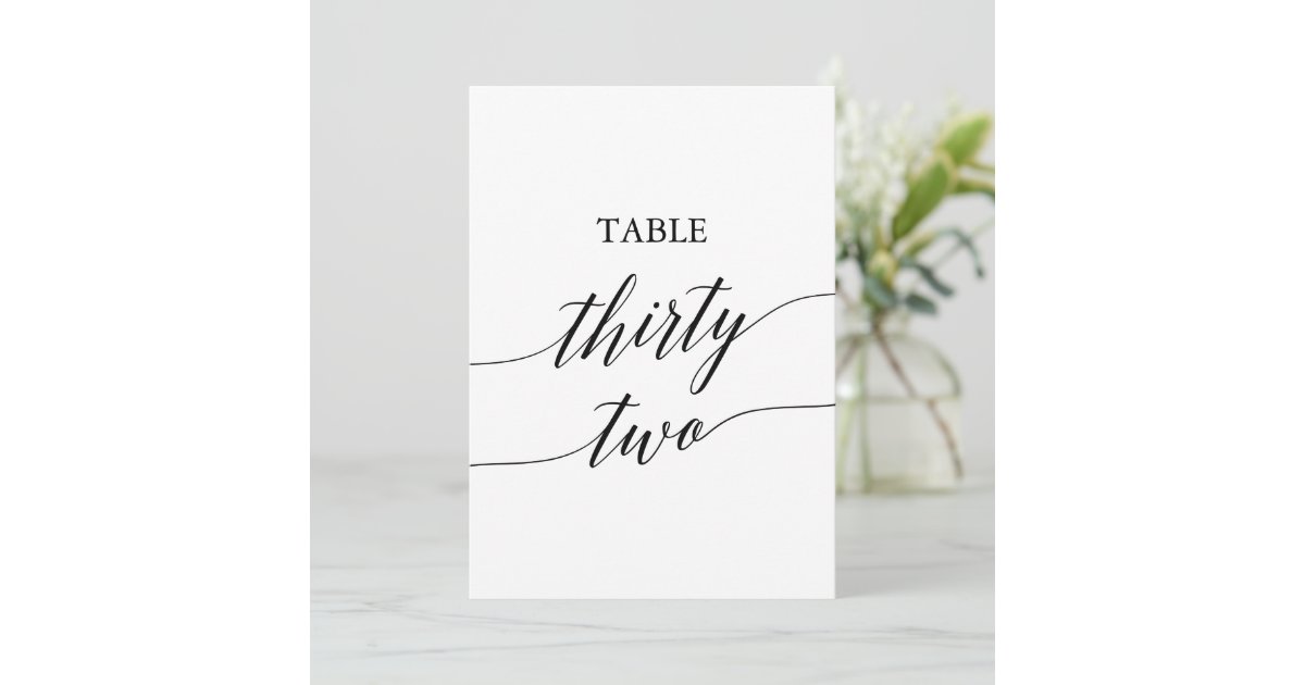 Elegant Black 5x7 Printable Table Number 32 | Zazzle