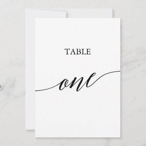 Elegant Black 5x7 Printable Table One Table Number | Zazzle