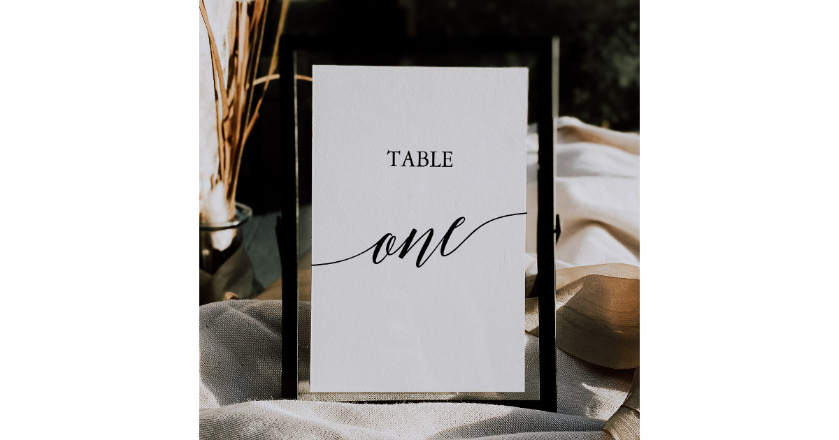 Elegant Black 5x7 Printable Table One Table Number | Zazzle