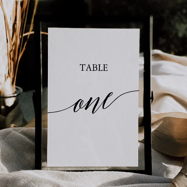 Elegant Black 5x7 Printable Table One Table Number | Zazzle
