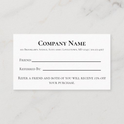 Elegant Black and Faux Gold Refer a Friend Referral Card | Zazzle